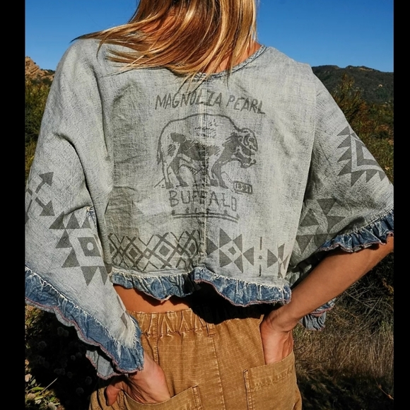 Magnolia Pearl | Tops | New Magnolia Pearl Kima Buffalo Denim Crop Top ...